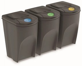 Prosperplast Sada 3 odpadkových košů SORTIBOX IV 3x35 litrů Barva: Šedý kámen, kód produktu: , objem (l): 3x35