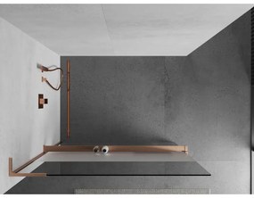 Mexen Kioto+ L, sprchová zástěna Walk-In s poličkou a věšákem 80 x 200 cm, 8mm čiré sklo-námraza, měděný matný profil, 800-080-123-65-35