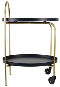 Zlato-černý odkládací pojízdný stolek Magaly – 48x38x67 cm