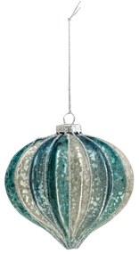 Modro-šedá vánoční koule (sada 4ks) - Ø 10cm