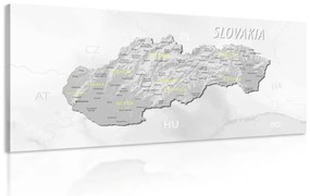 Obraz decentní šedo-žlutá mapa Slovenska - 100x50