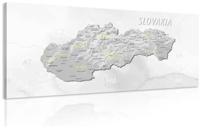 Obraz decentní šedo-žlutá mapa Slovenska - 120x60