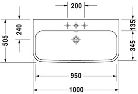 Duravit Happy D.2 - umyvadlo 100x50,5 cm, 1 otvor pro baterii propíchnutý, 2318100000