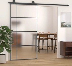 vidaXL Posuvné dveře 102,5 x 205 cm mléčné ESG sklo a hliník [151687] Barva: Černá