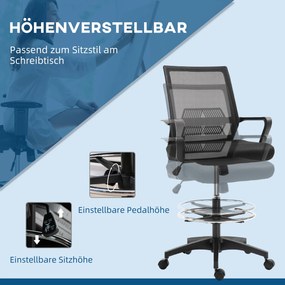 Vinsetto Ergonomická kancelářská židle s nastavitelným opěrným kruhem, bederní oporou, výškově nastavitelná otočná židle s síťovinou, návrhářská židl…