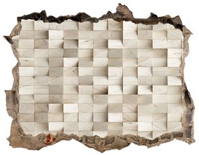 Wallmuralia Samolepící díra 3D Dřevěné kostky 95x64 cm