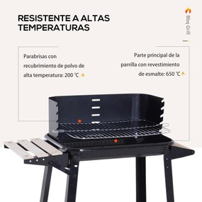 Outsunny Uhlíkový Gril BBQ na Pikniky a Otevřený Oheň 83x46x87 cm
