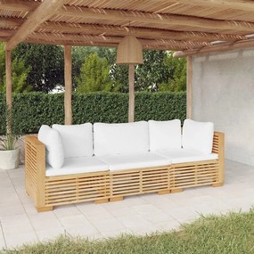 vidaXL 3dílná zahradní sedací souprava s poduškami masivní teak [3100865] Barva: krémová