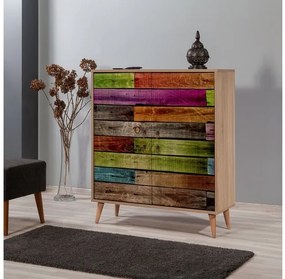 Dřevěná skříň Ananias Rainbow, výška 111 cm