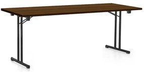 Skládací stůl 200 x 80 cm, černá podnož, ořech