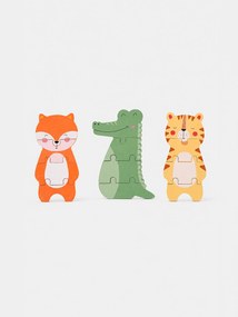 Sinsay - Dřevěné puzzle ve tvaru zvířat 3 pack - vícebarevná