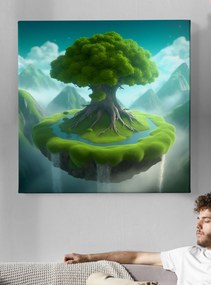 Obraz na plátně - Levitující Strom života na ostrově FeelHappy.cz Velikost obrazu: 100 x 100 cm