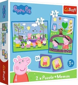 Trefl - Puzzle - Sada 3v1 Šťastné chvíle s prasátkm Pepinou (2x puzzle
