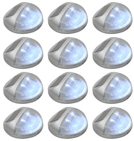 Zahradní nástěnné solární lampy LED 12 ks kulaté stříbrné,  44473