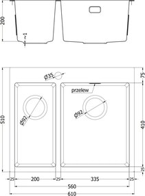 Mexen Flexo ocelový dřez s 1,5 komorami 610 x 510 mm, inox HC - 6446611500-01HC