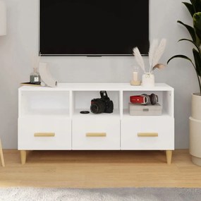 Tv Skříňka 102 X 36 X 50 Cm Kompozitní Dřevo Bílá s vysokým leskem