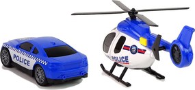 LEAN Toys Sada: Policie, odtahovka, nákladní auto, autíčko, vrtulník, zvuky, světla