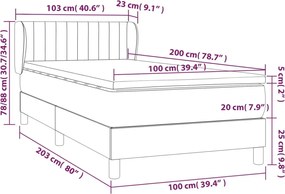vidaXL Box spring postel s matrací 100 x 200 cm textil [3126946] Barva: světle šedá