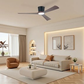ZEVENTI - LED Stropní ventilátor AUREX LED/24W/230V Wi-Fi Tuya černá/ořech + DO