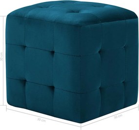 Taburety 2 ks modré 30 x 30 x 30 cm sametová látka 278384