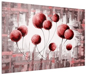 Abstraktní obraz - červené balónky (100x70 cm)