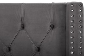 Sametová postel s úložným prostorem180 x 200 cm šedá LUBBON Beliani