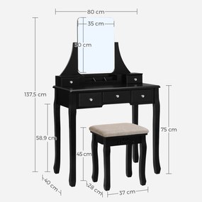 Vasagle & Songmics Toaletní stolek LINDA černá
