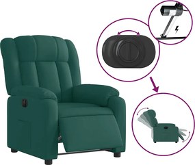 Elektrické polohovací křeslo tmavě zelené textil 3205298