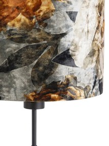 Stolní lampa černá se stínidlem květy 25 cm nastavitelná - Parte