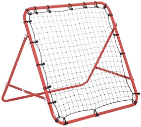 HOMCOM Fotbalová odrazová stěna HOMCOM, branková síť 96 x 80 x 96 cm, nastavitelný úhel, červeno-černá, ideální pro trénink a hru | Aosom.de