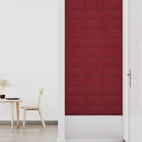 Nástěnné panely 12 ks vínové 30 x 15 cm samet 0,54 m² - Default Title
