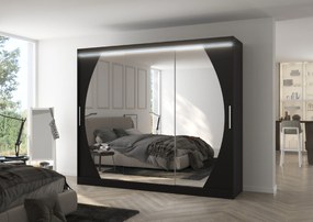 ADRK Furniture Posuvná skříň se zrcadlem a LED osvětlením CAMBE 250 SW-CAM-B-250+L-V389