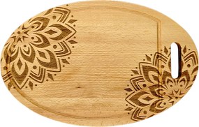 AMADEA Dřevěné servírovací prkénko - podnos oválné mandala, masivní dřevo, 35 cm