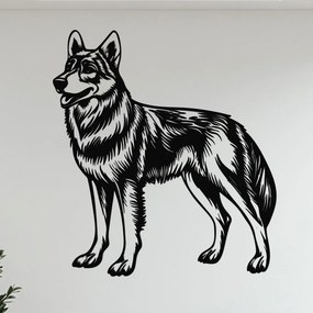 dřevo života Dřevěný obraz psa Československý vlčák Zvolte rozměr (cm): 73x80, Zvolte barvu dekoru: Černá