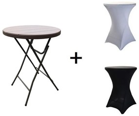 AKCE! Bistro stolek koktejlový průměr 80 cm - IMITACE DŘEVA BSTL80D Barva ubrusu: ČERNÁ / BLACK
