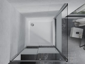 Mexen Apia sprchový kout s posuvnými dveřmi 100 x 100 cm, čiré sklo/pásy-chromový profil + sprchová vanička, 840-100-100-01-20-4010