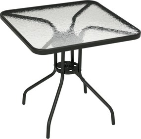 Outsunny Zahradní Stůl S Odnímatelným Kovovým Deskou 76x76 cm Voděodolný Čtvercový Stůl s Otvorem na Slunečník, Protiskluzový Stůl pro Dekoraci, Campi