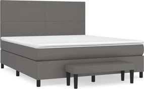 Box spring postel s matrací šedá 160x200 cm umělá kůže 3137555