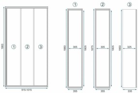 Posuvné sprchové dveře REA ALEX 100 cm pro instalaci do niky, černé/transparent - bez vaničky