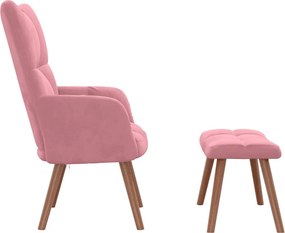Relaxační křeslo se stoličkou růžové samet 328066