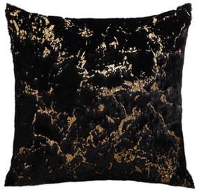 Moderní plyšový dekorační povlak na polštářek se zlatým potiskem (43x43 cm) Barva: Černá