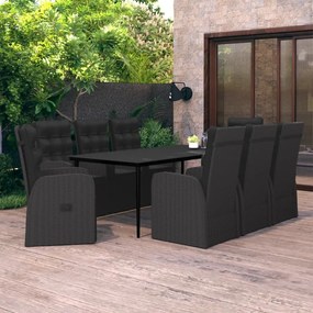 vidaXL 9dílný zahradní jídelní set s poduškami černý