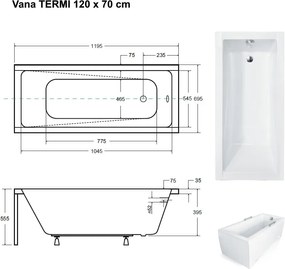 Besco Termi obdélníková vana 120 x 70 cm bílá OLVTER12 Koupelny Bernold