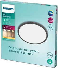 Philips Superslim CL550 18W černá / Koupelnové přisazené LED svítidlo