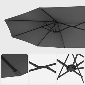 Dvojitý slunečník 460 × 270 cm, extra velký zahradní slunečník, UPF 50+, šedý