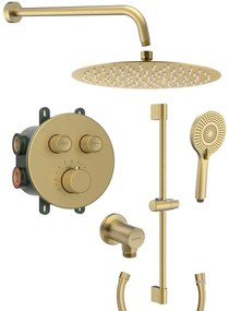 Sapho Sapho, SMART SELECT sprchový set s termostatickou baterií, 2 výstupy, posuvný držák sprchy, zlato mat, RP032GB-02