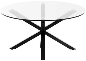 OnaDnes -20% Skleněný konferenční stolek Kave Home Argo 82 cm s černou kovovou podnoží