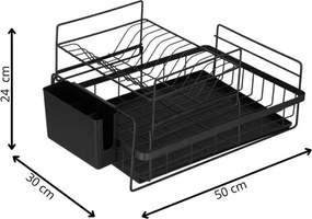 Odkapávač na nádobí 2 patra 50x30 cm SPRINGOS AQUADRY černý