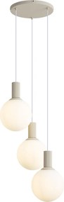 Skandinávská závěsná lampa béžová s opálovým sklem se 3 světly - Polly