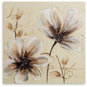 Obraz na plátně Malované květiny béžová - 50x50 cm